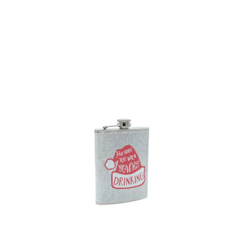 Jenam Christmas - Silver Stainless Steel Hip Flask (236ml)