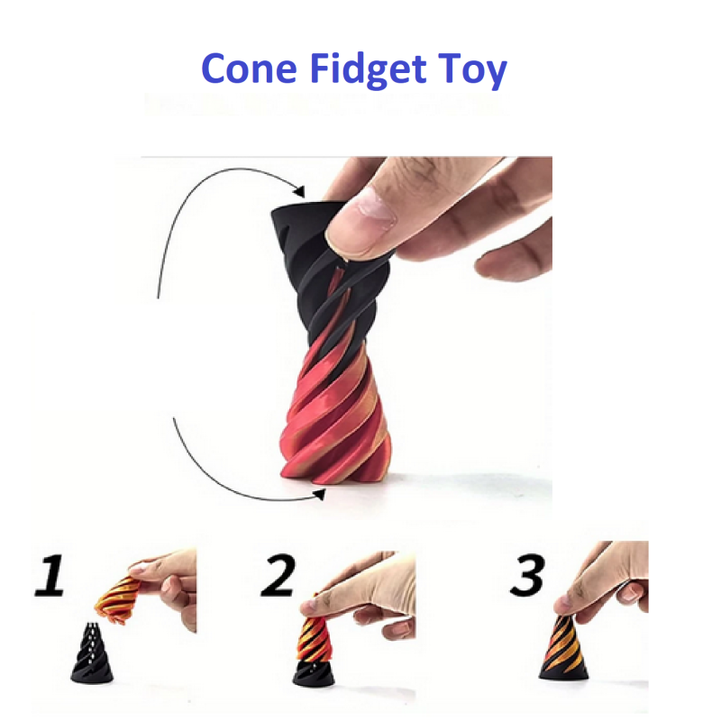 Cone Fidget Toy - Metallic Red/Yellow