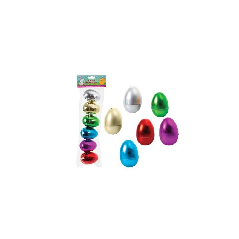 Fillable Chrome Plastic Hunt Eggs (6-Pack)